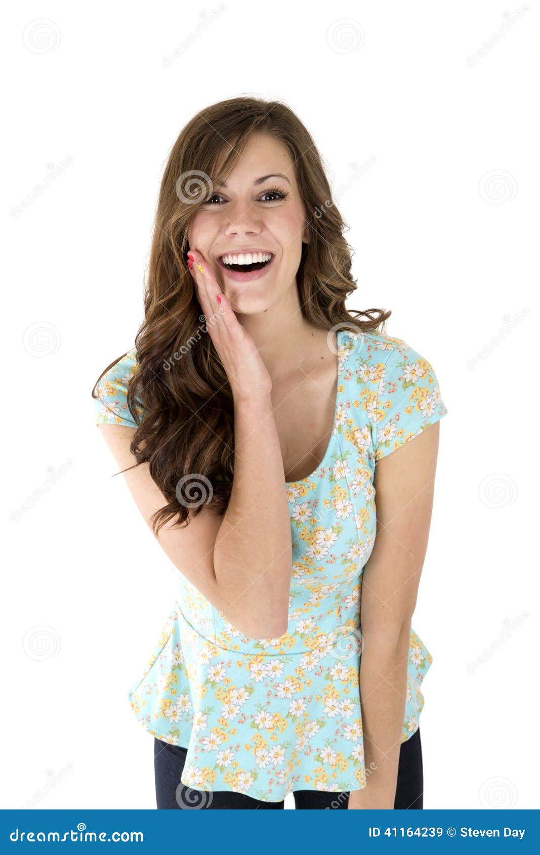 Brunette Female Model with a Surprised or Astonished Expression Stock ...