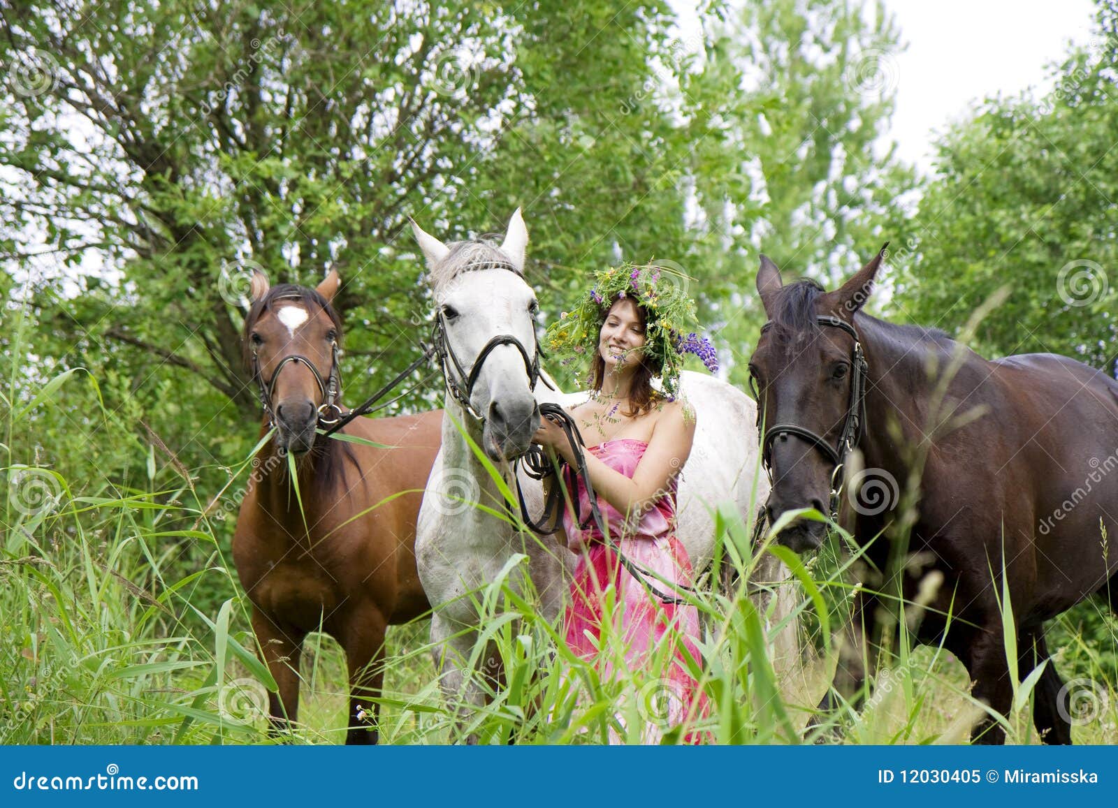 Brunette girl with horse stock image. Image of farm, happiness - 12030405