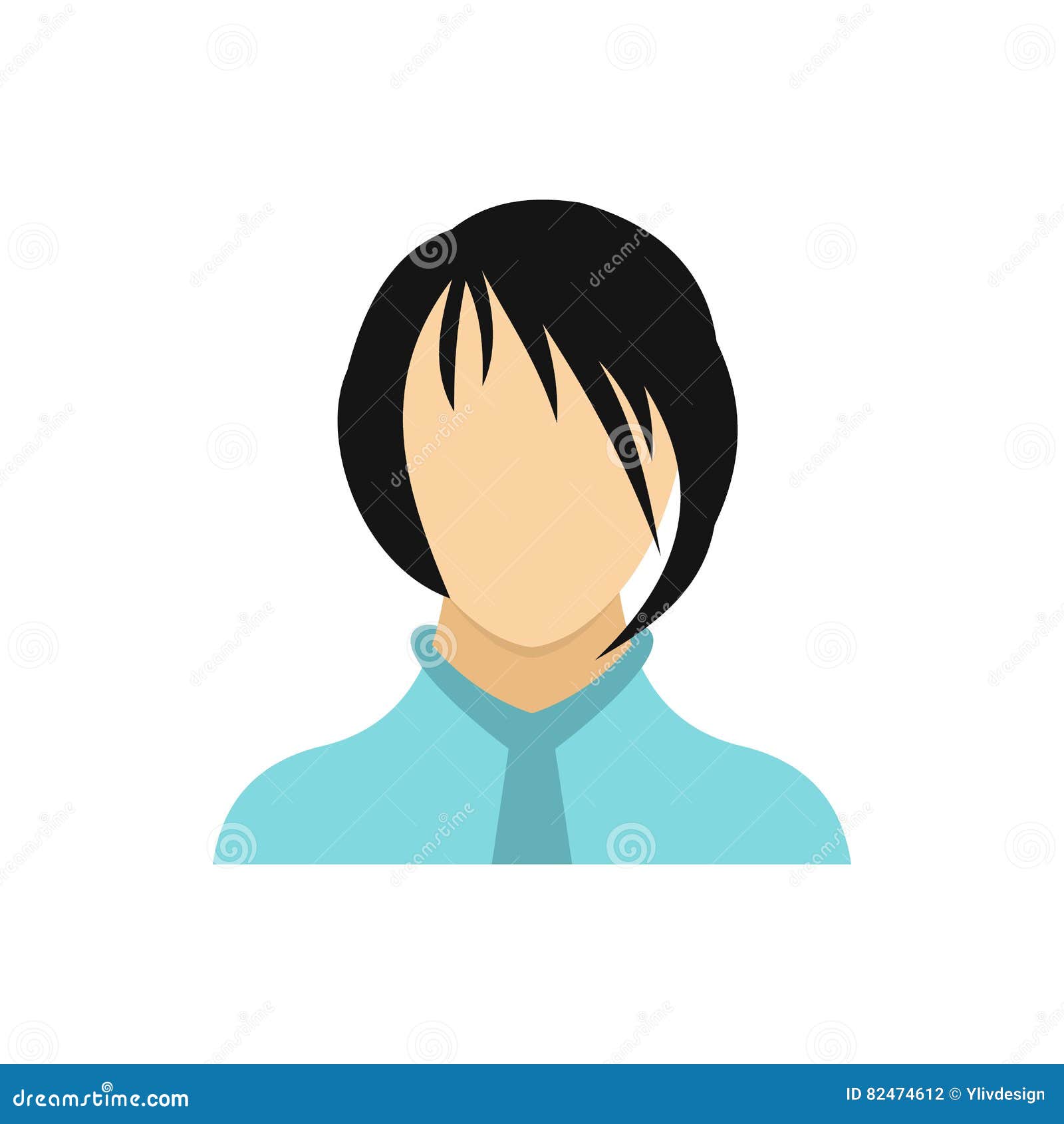 Brunette Girl Icon in Flat Style Stock Vector - Illustration of career ...