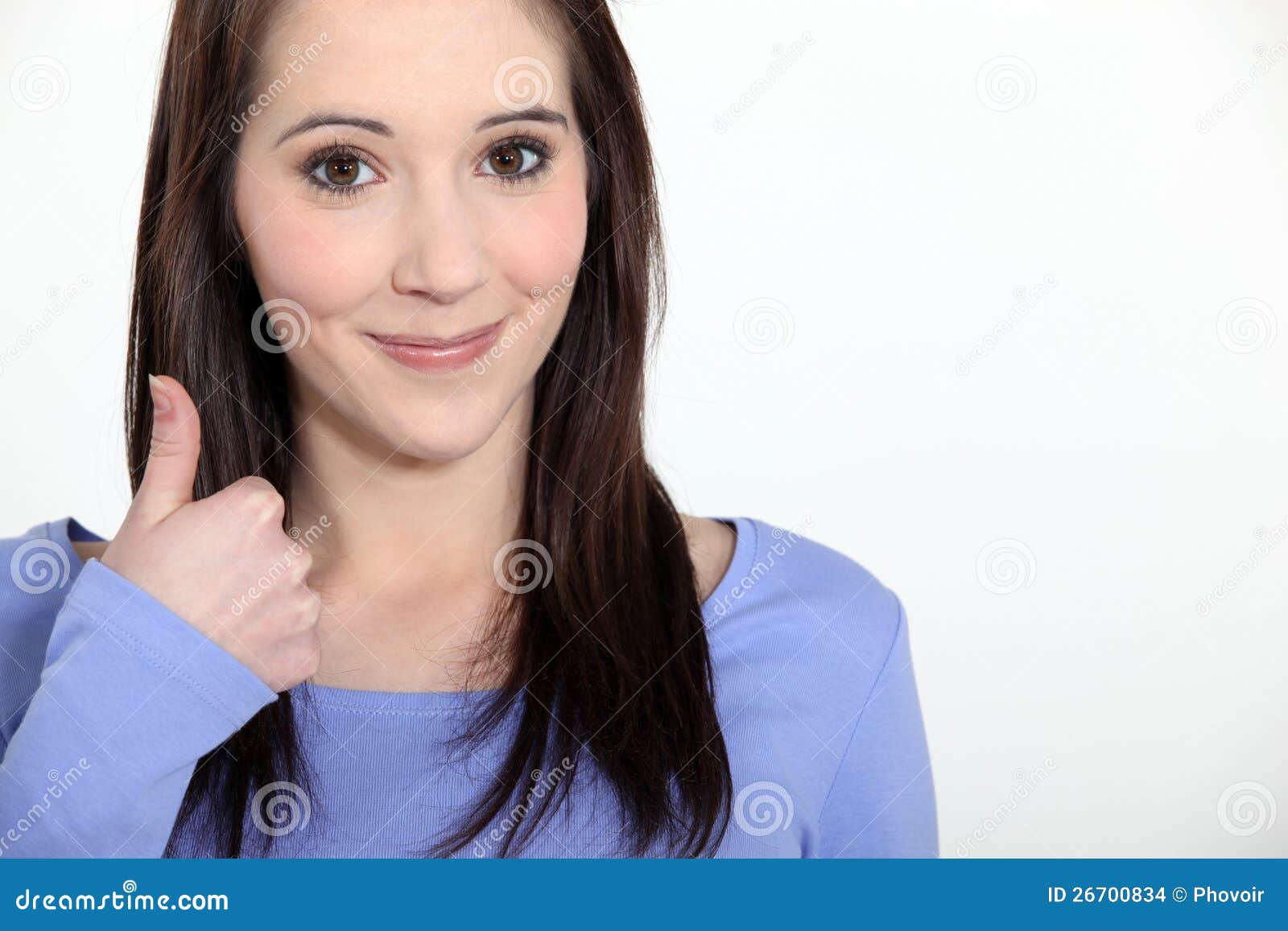 Brunette Giving the Thumbs Up Stock Photo - Image of cool, alone: 26700834