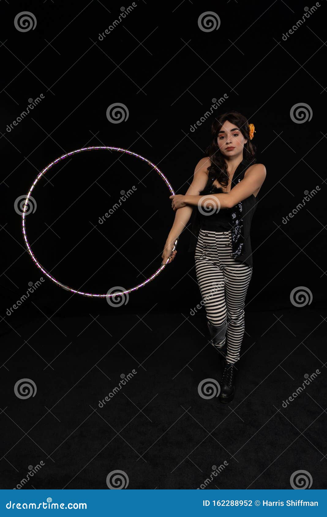 Brunette with a hoop stock photo. Image of beauty, pretty - 162288952