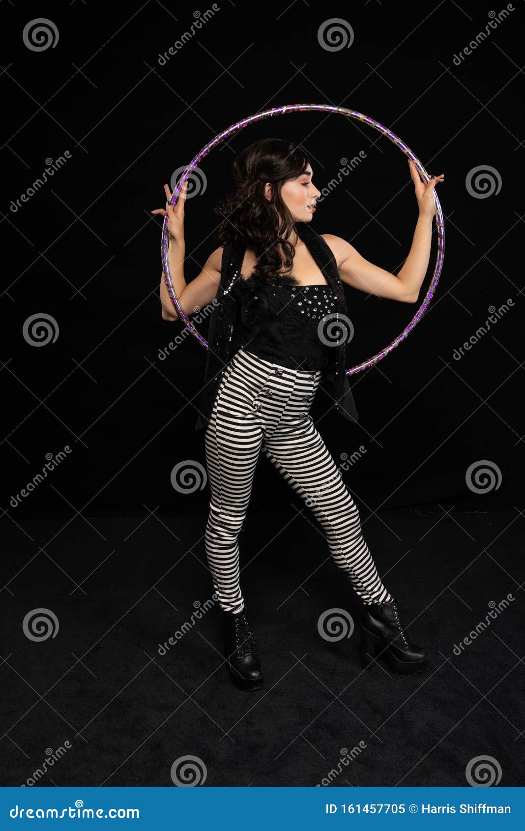 Brunette with a hoop stock image. Image of beauty, white - 161457705