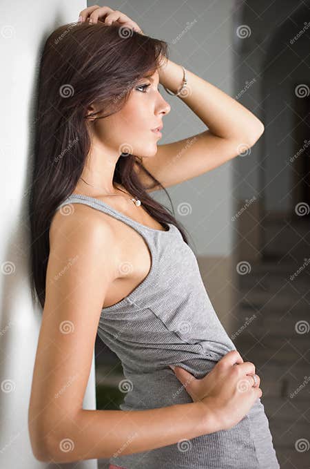 Brunette Hottie Posing For The Camera Stock Image Image Of Girl Cute
