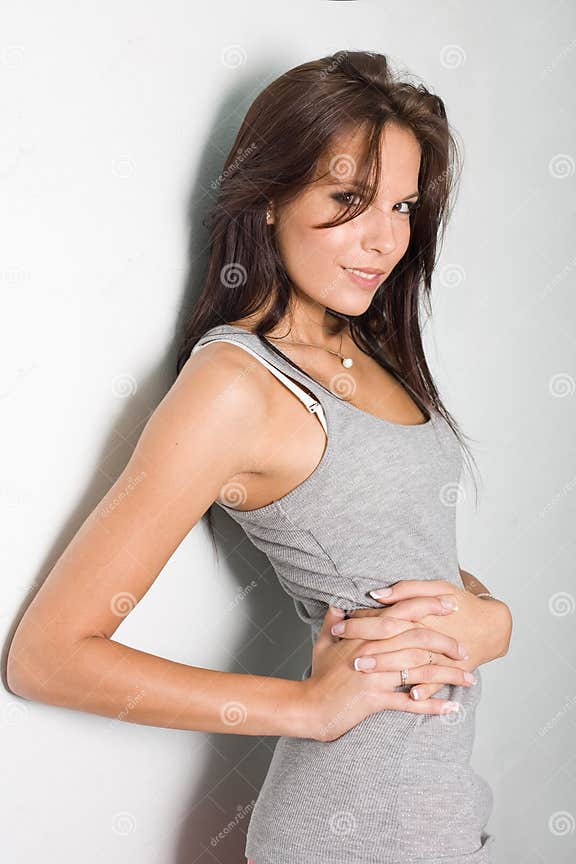 Brunette Hottie Posing For The Camera Stock Image Image Of Cute