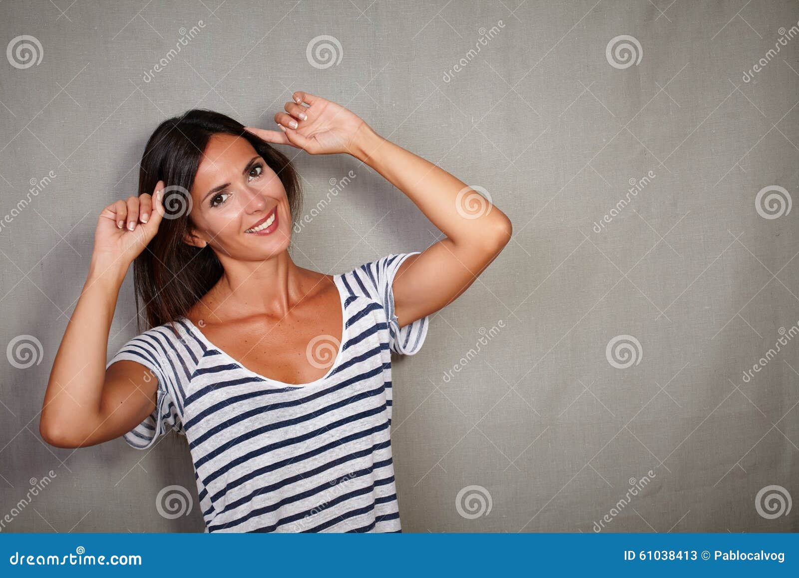 Brunette Lady Planning with Thinking Gesture Stock Image - Image of ...