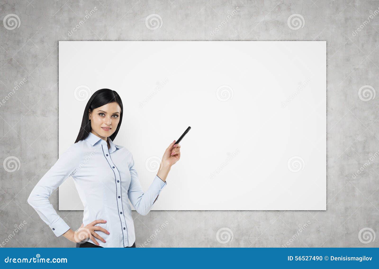 A Brunette is Pointing Out Something on the Whiteboard. Stock Photo ...