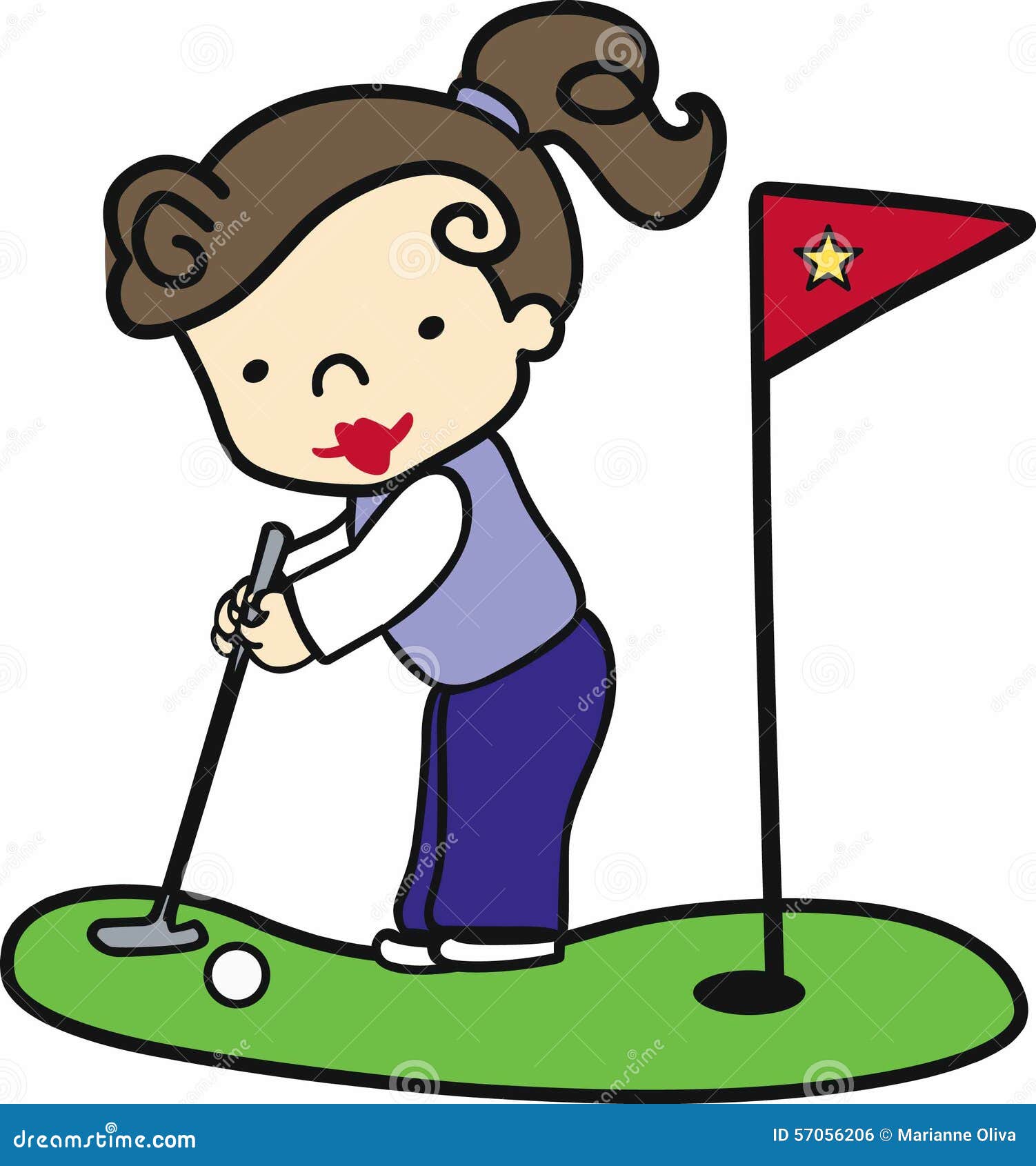 Brunette Putter Girl stock vector. Illustration of ball - 57056206