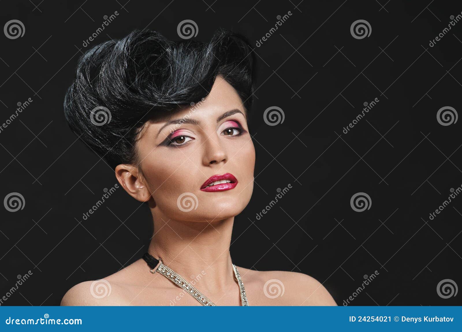 Brunette quiff stock image. Image of fashion, portrait - 24254021
