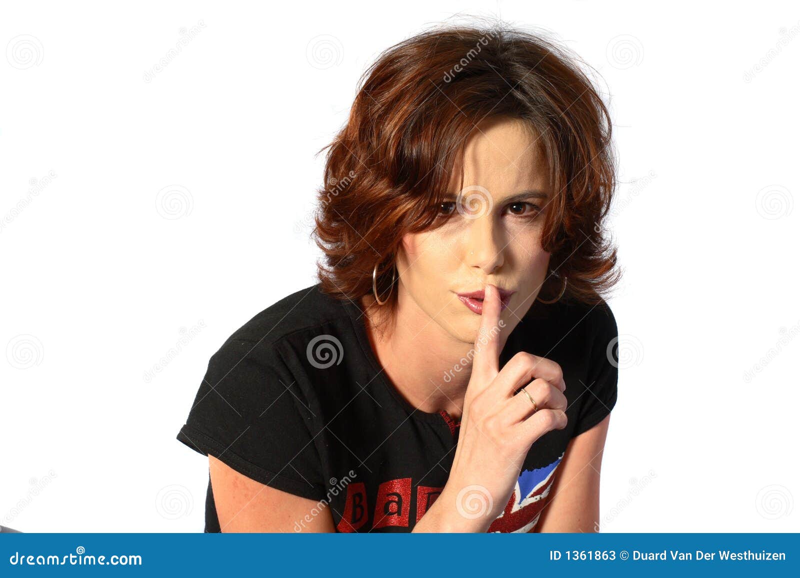 Brunette shhhh stock image. Image of quiet, brunette, female - 1361863