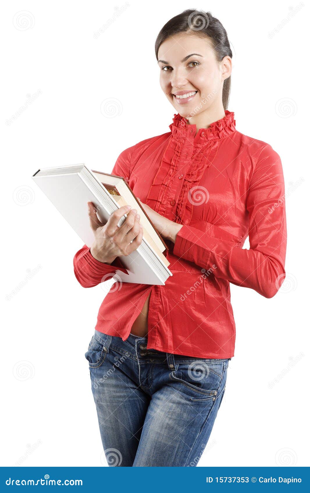 The brunette student stock image. Image of college, blue - 15737353