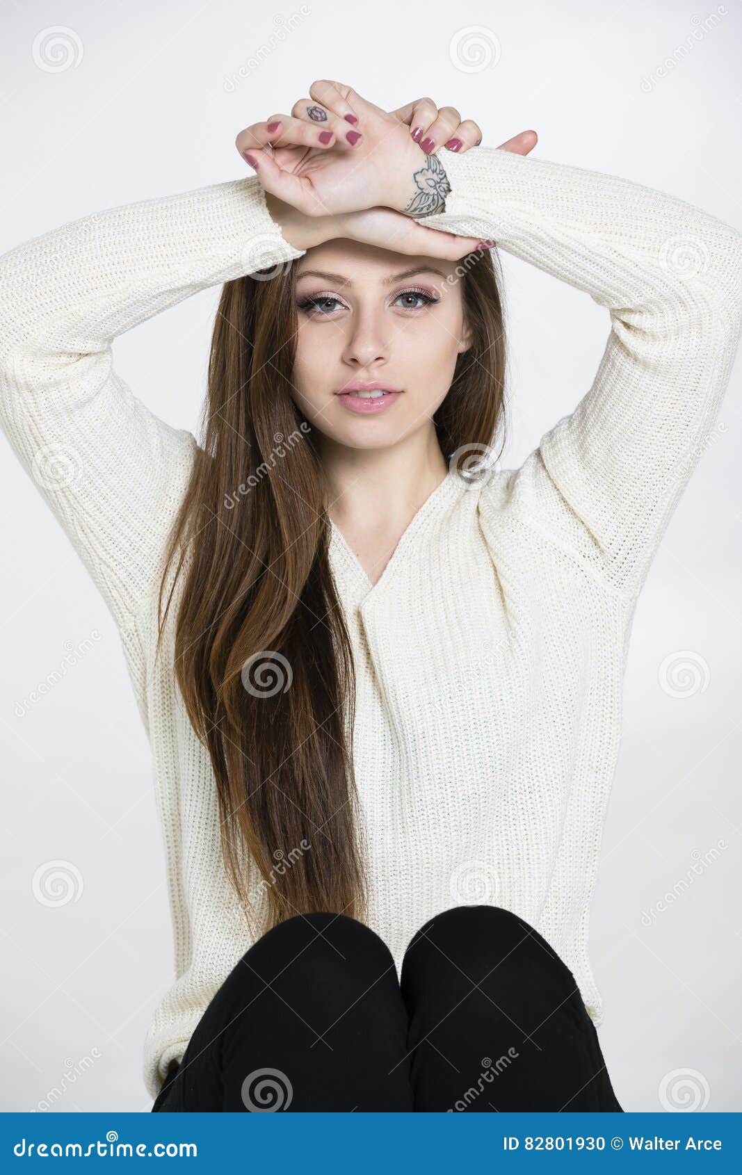Brunette Studio Model stock photo. Image of female, dress - 82801930