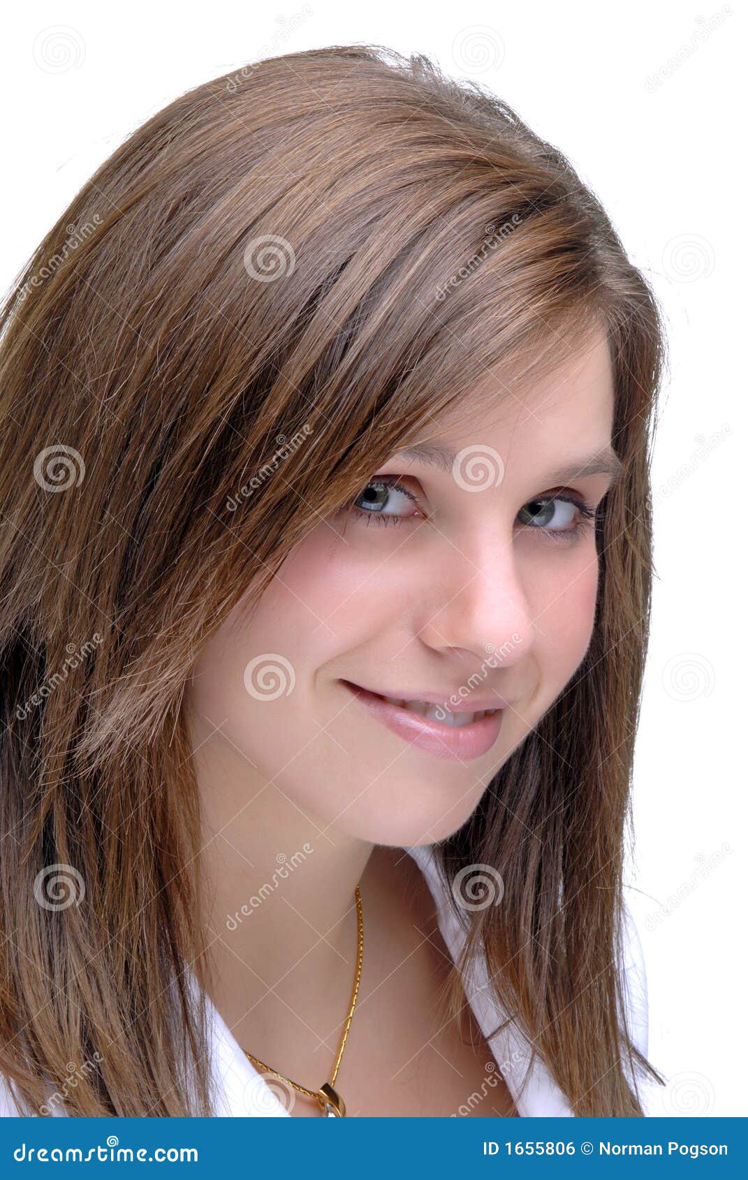 Brunette timide photo stock. Image du féminin, isolement - 1655806