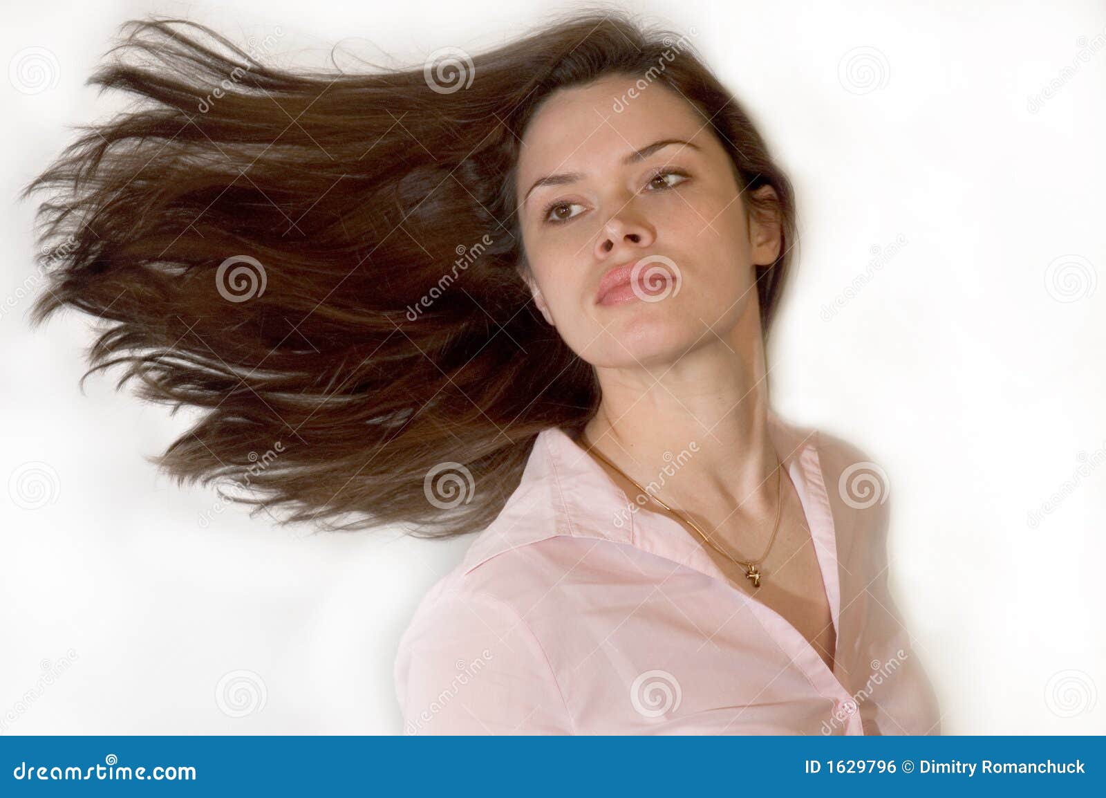 Brunette with waving hair stock photo. Image of glamourous - 1629796