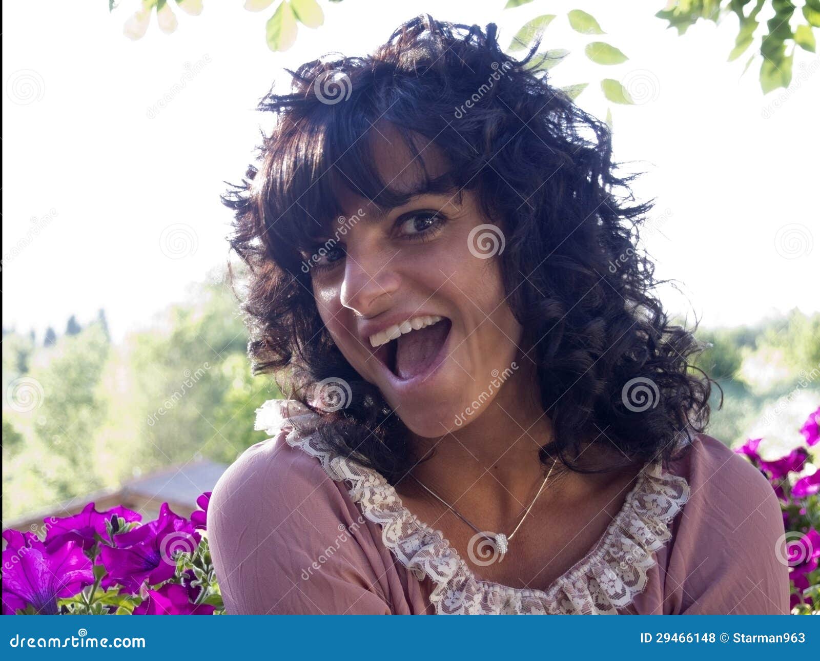 Brunette Woman Amused and Surprised Stock Photo - Image of attractive ...