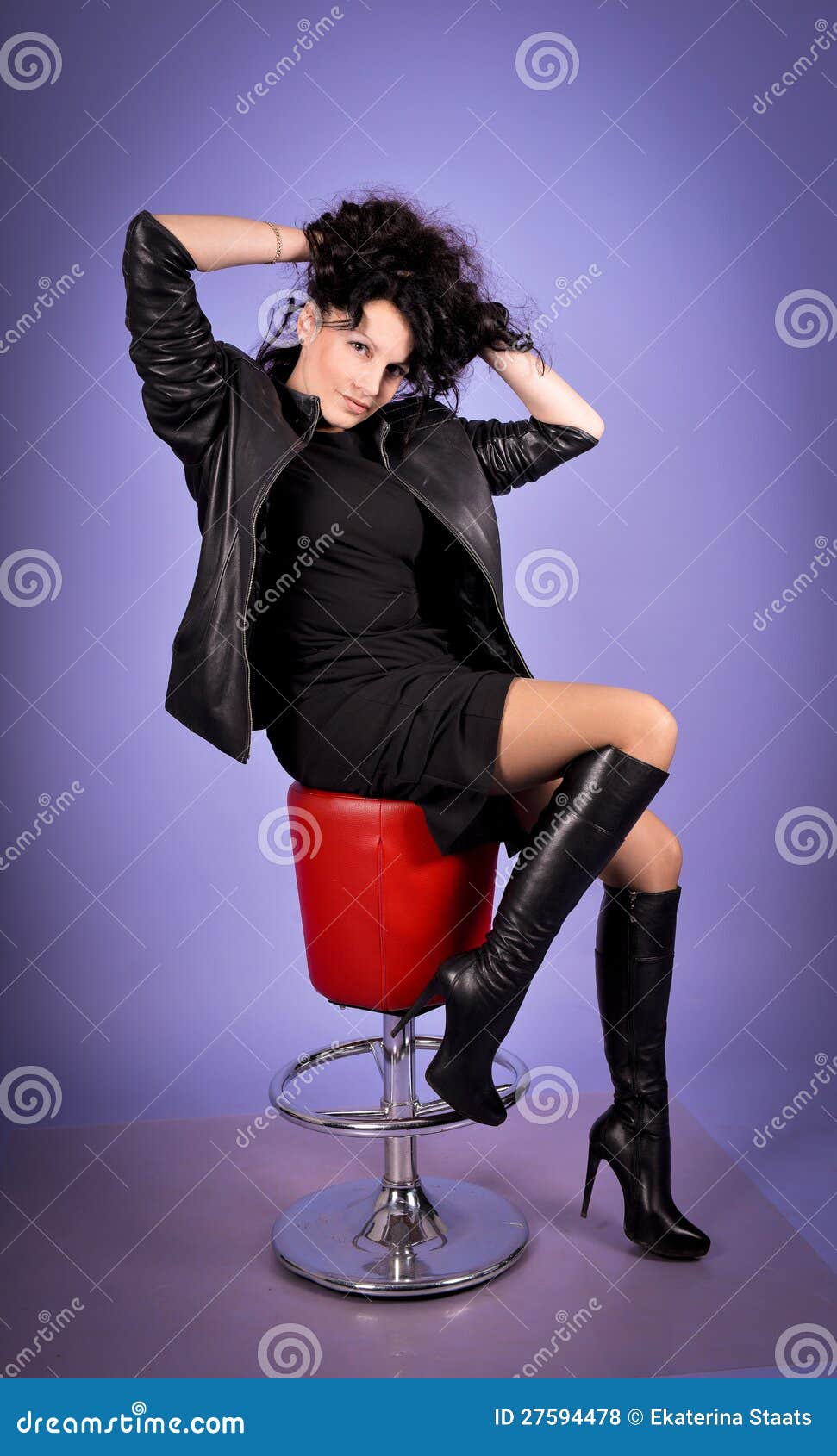 Brunette Woman on the Chear Stock Photo - Image of hands, lady: 27594478