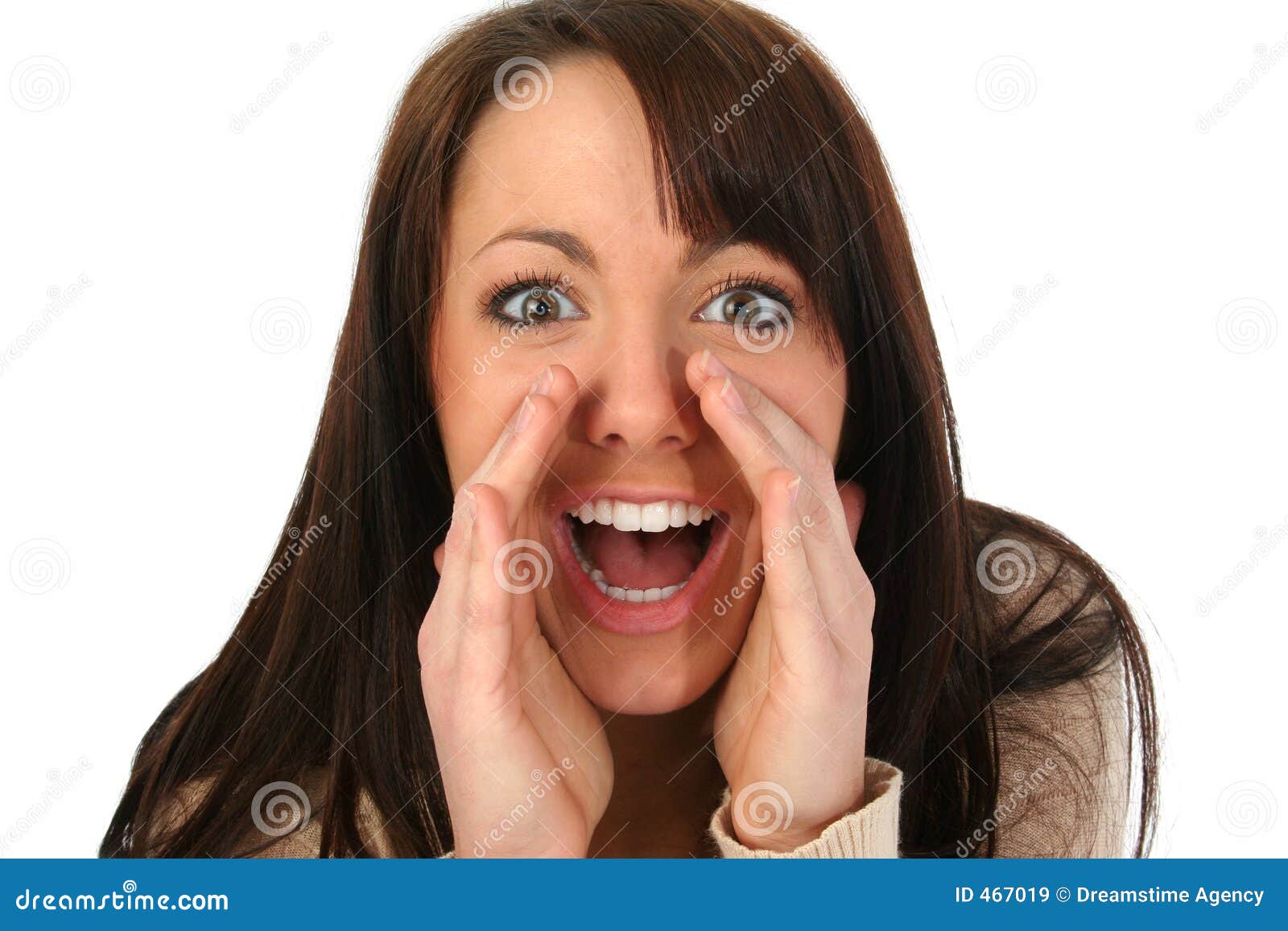 Brunette Woman Hollering stock image. Image of closeup - 467019