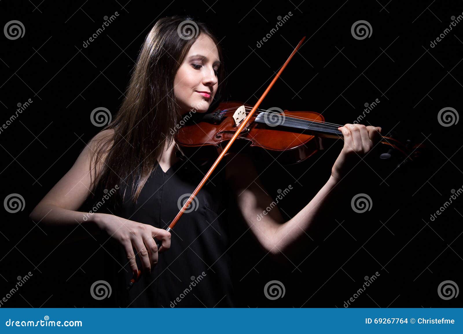 Brunette Woman Playing on Violin Stock Photo - Image of musician ...