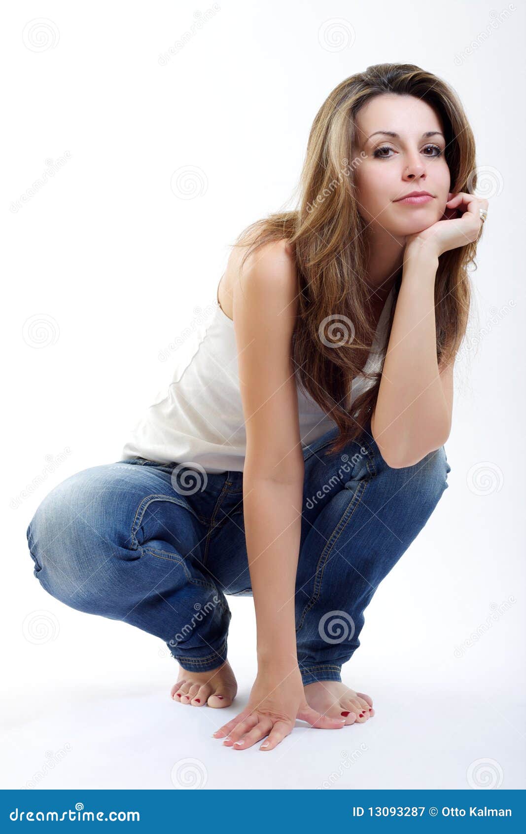 Brunette Woman Posing To The Camera Stock Image Image Of Girl Bright 13093287