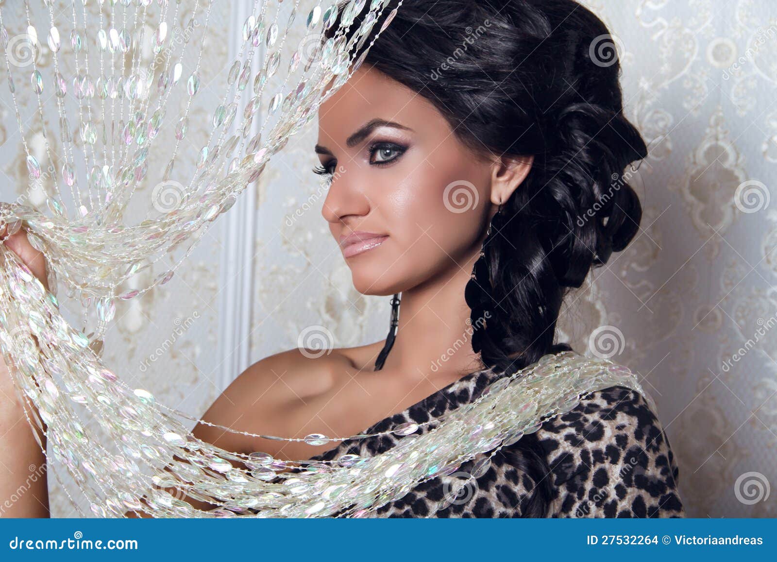 Brunette Woman with Shiny Curly Stock Photo - Image of hairstyle ...