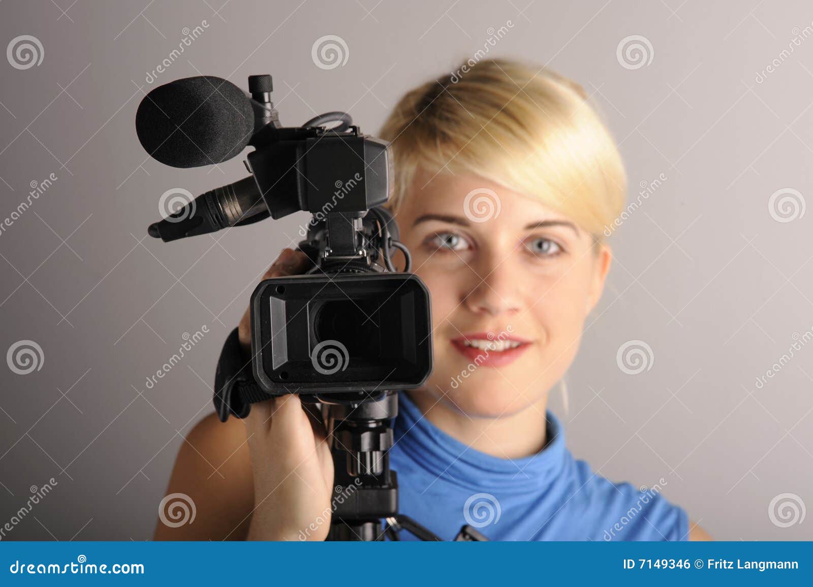 Brunette Woman with Video Camera. Stock Photo - Image of professional ...