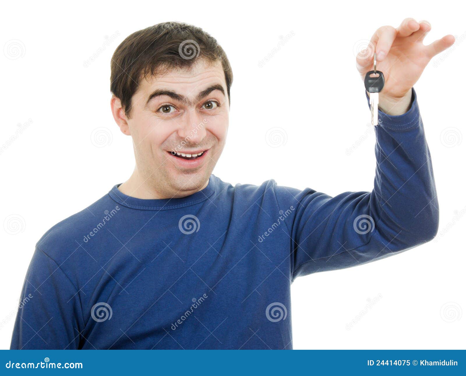 Brunette Young Man Holding Keys in His Hand Stock Image - Image of open ...