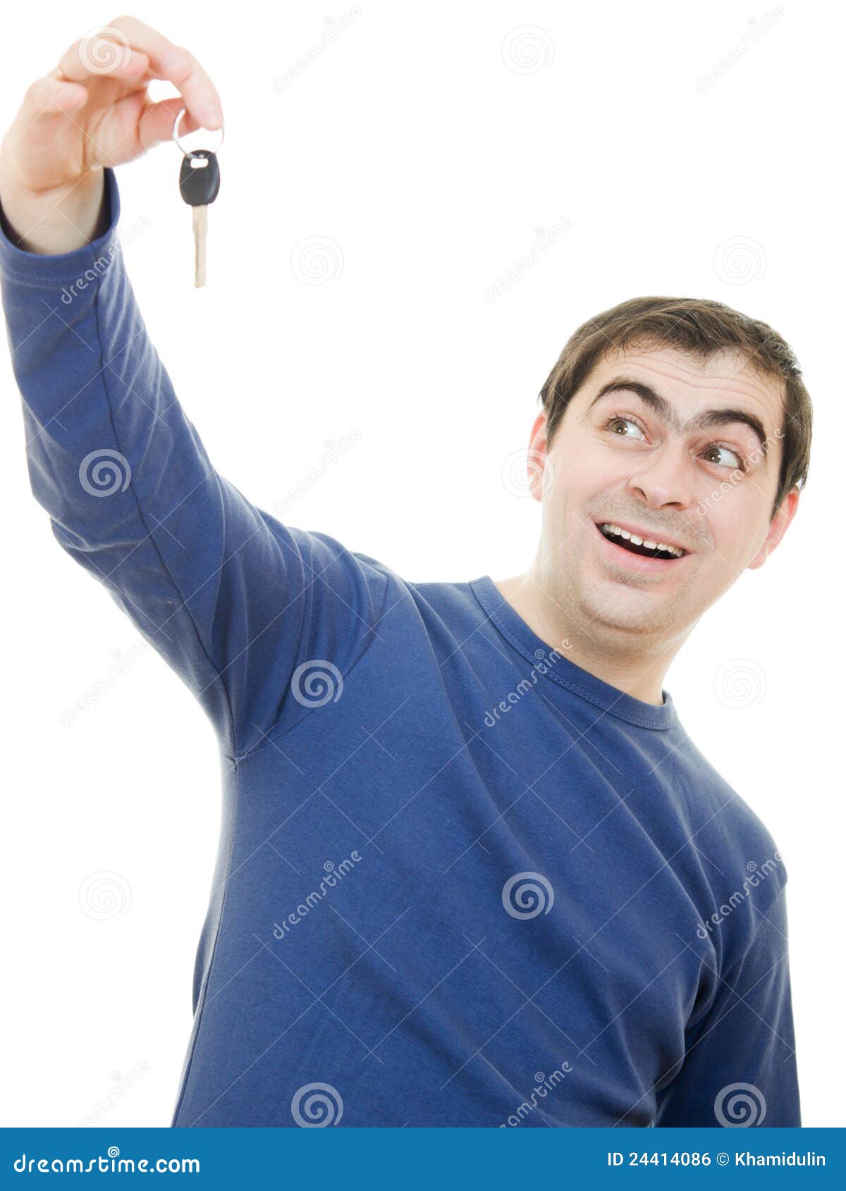 Brunette Young Man Holding Keys in His Hand Stock Photo - Image of ...