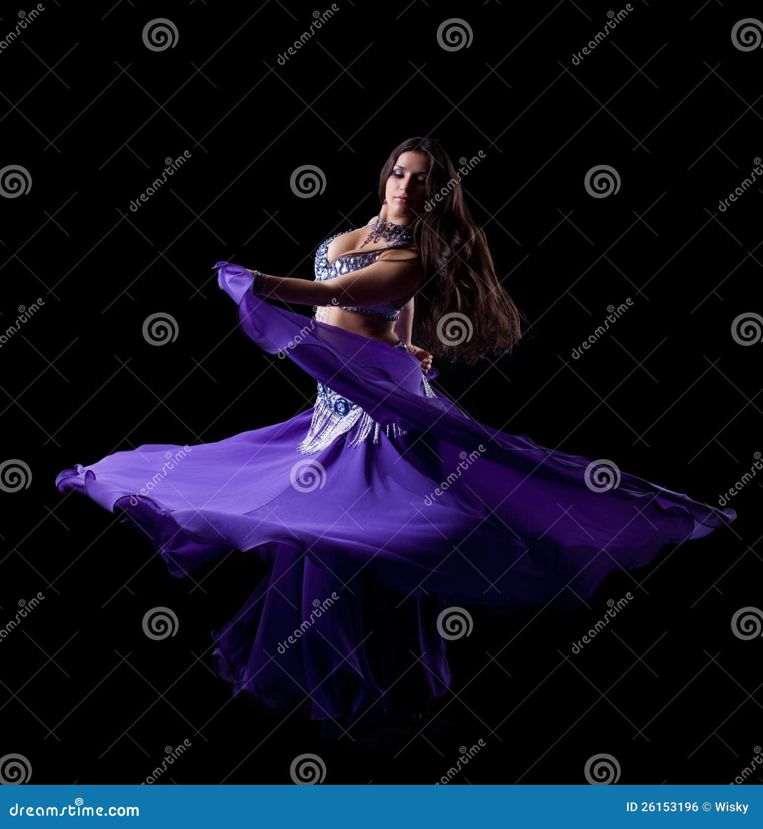 Brunette Young Woman Dancing Oriental Dance Stock Photo - Image of ...