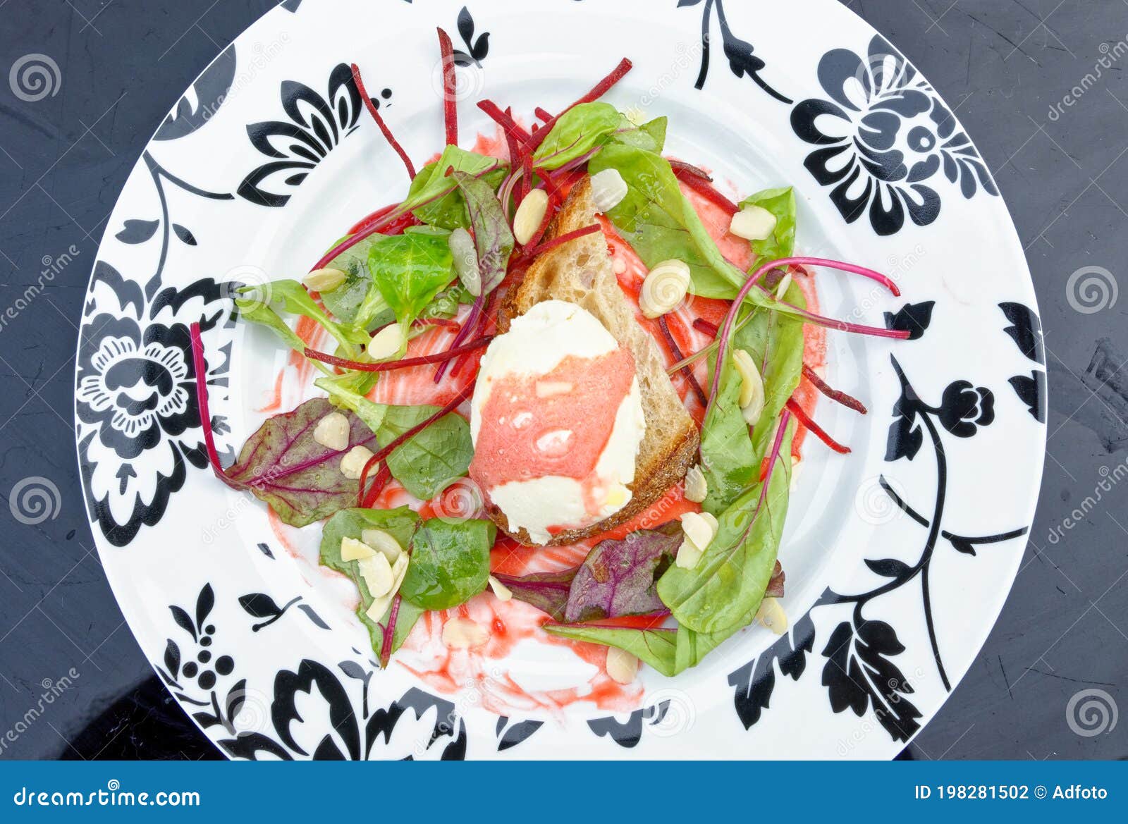 Bruschetta with Goat Cheese and Beetroot Mousse Stock Photo - Image of ...