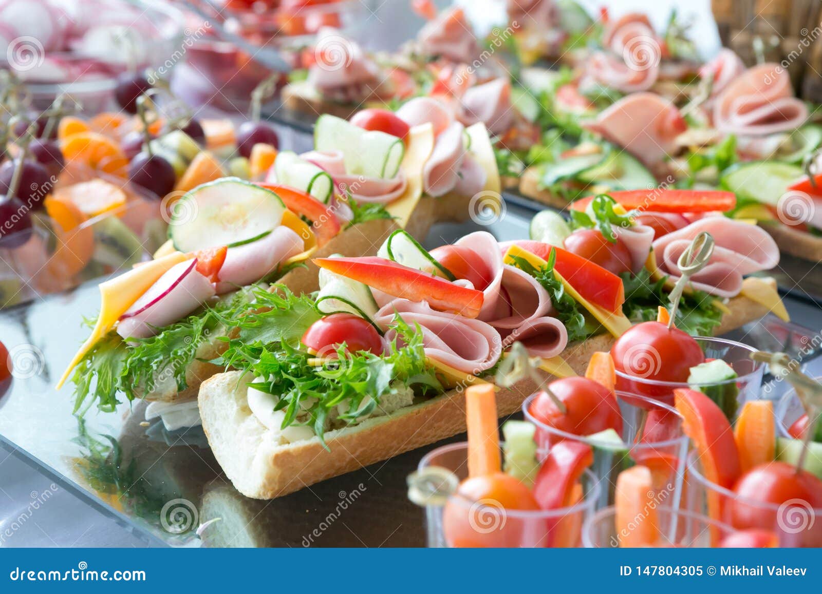 Bruschetta with Ham Served for a Buffet Stock Image - Image of rustic ...