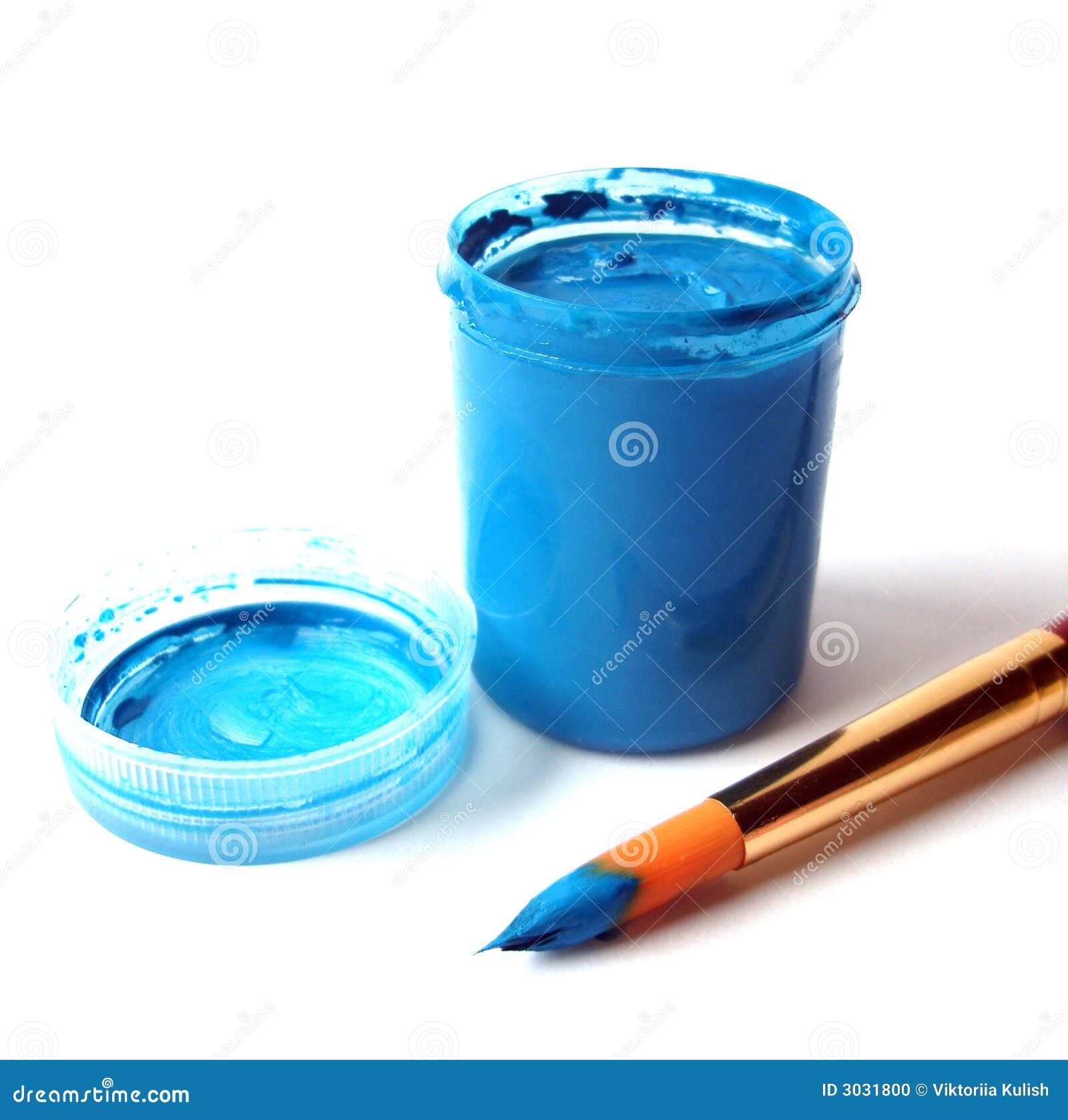 Brush and blue gouache stock photo. Image of bucket, fresh - 3031800