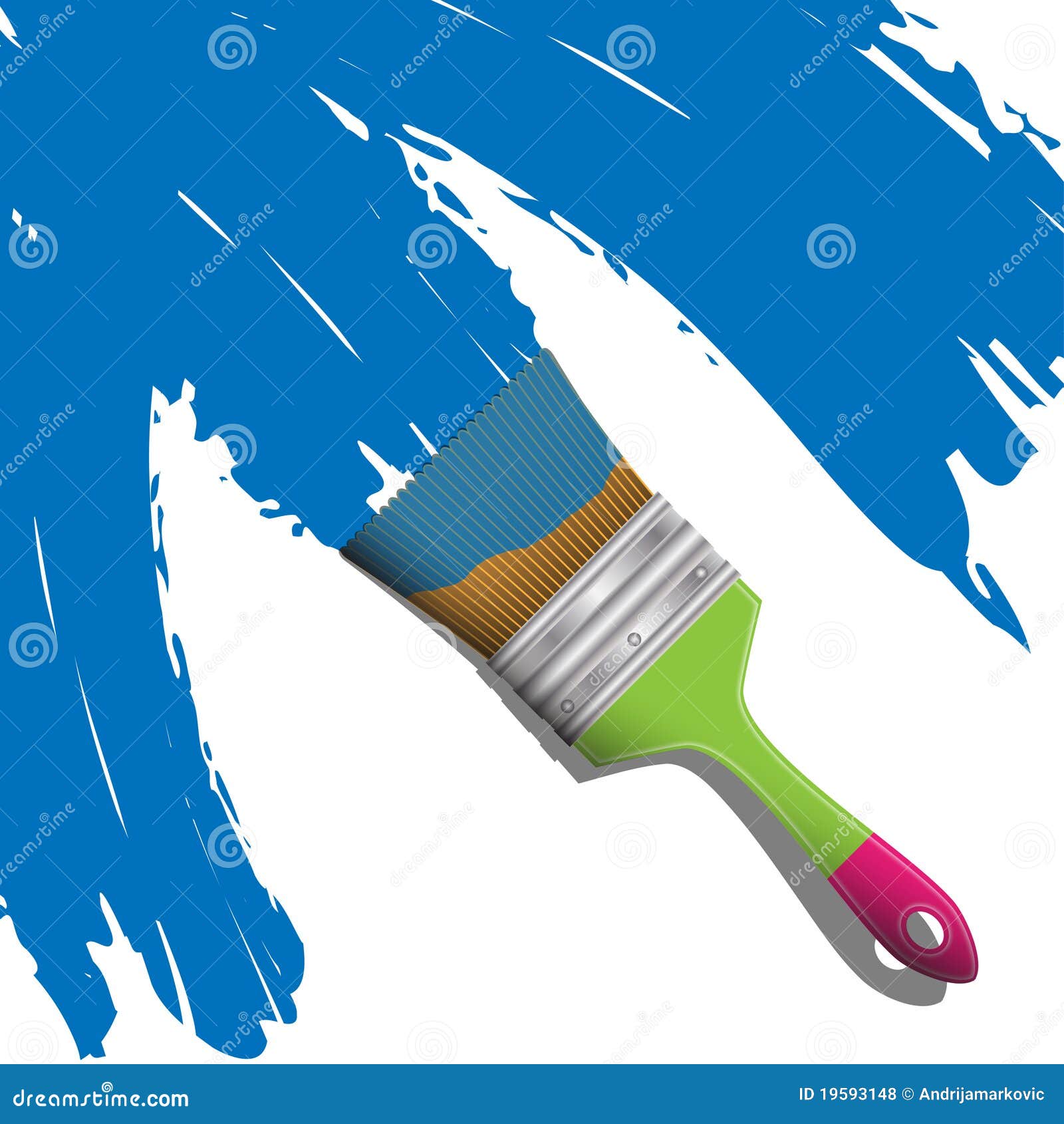 Brush with blue paint stock vector. Illustration of color - 19593148