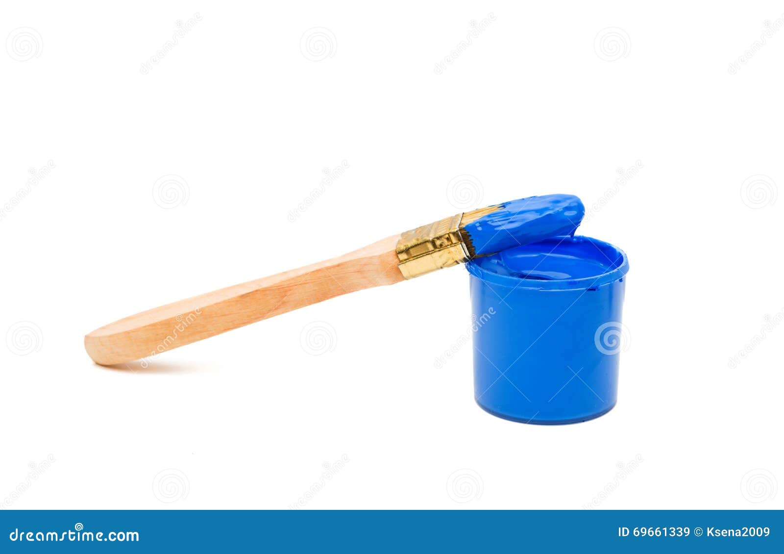 Brush with Blue Paint Isolated Stock Image - Image of handle, colorful ...