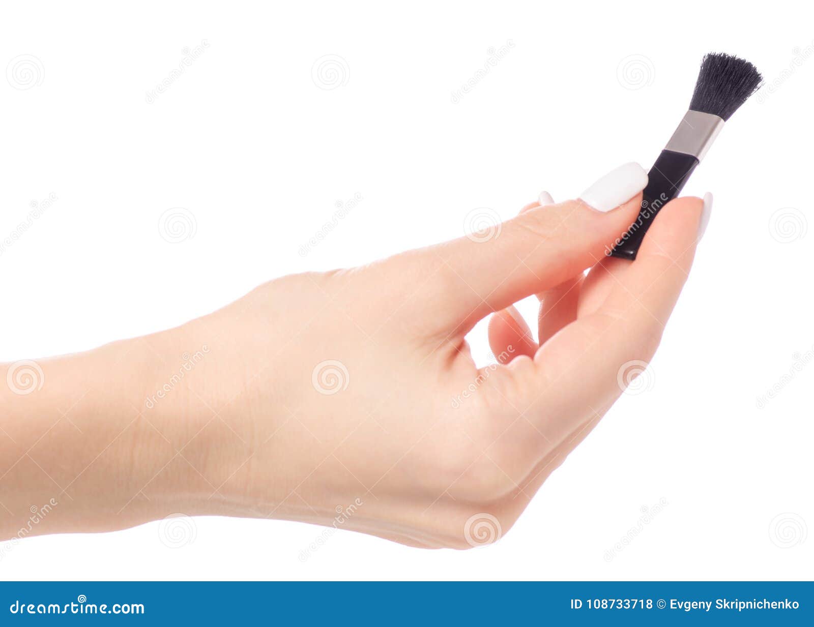 Brush for blush in hand stock photo. Image of bright - 108733718