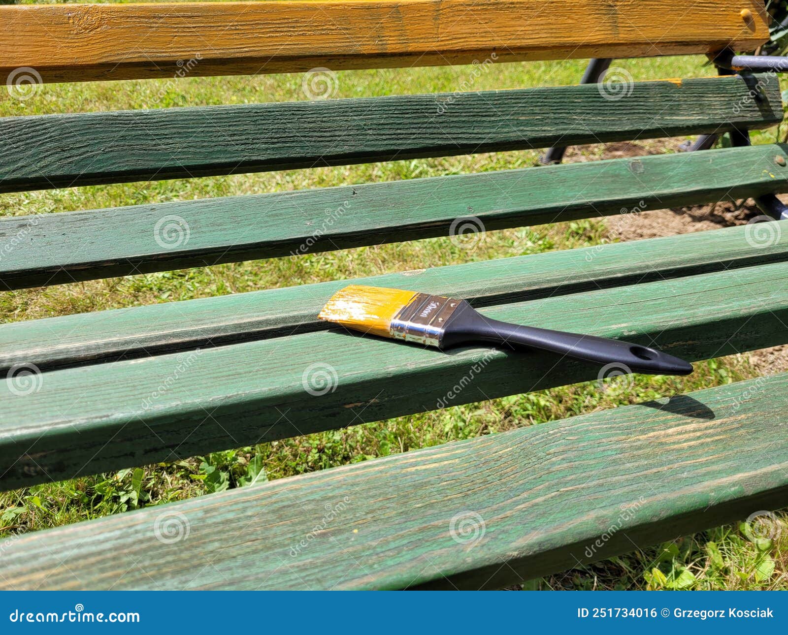 Brush on the bench stock photo. Image of brush, paint - 251734016