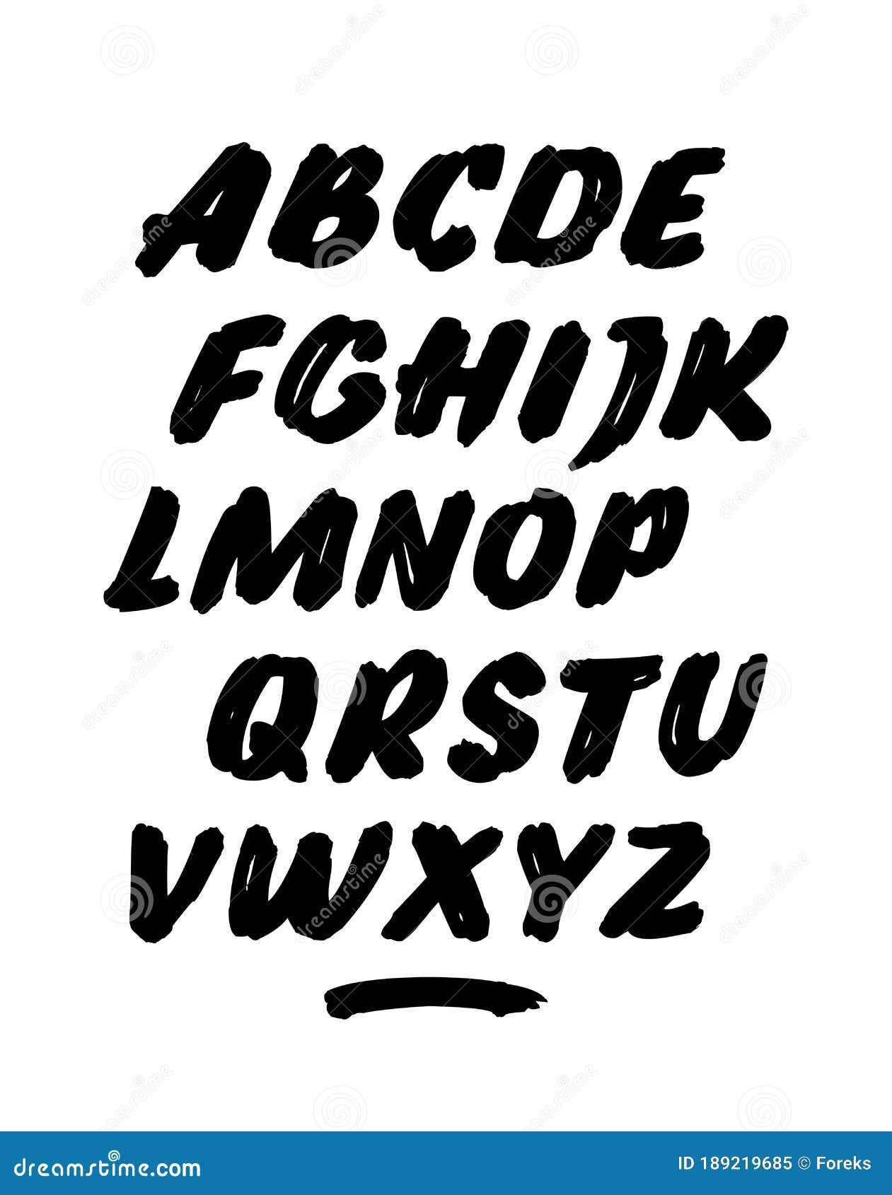 Brush Calligraphy Hand Written Lettering Font. Vector Alphabet Stock ...