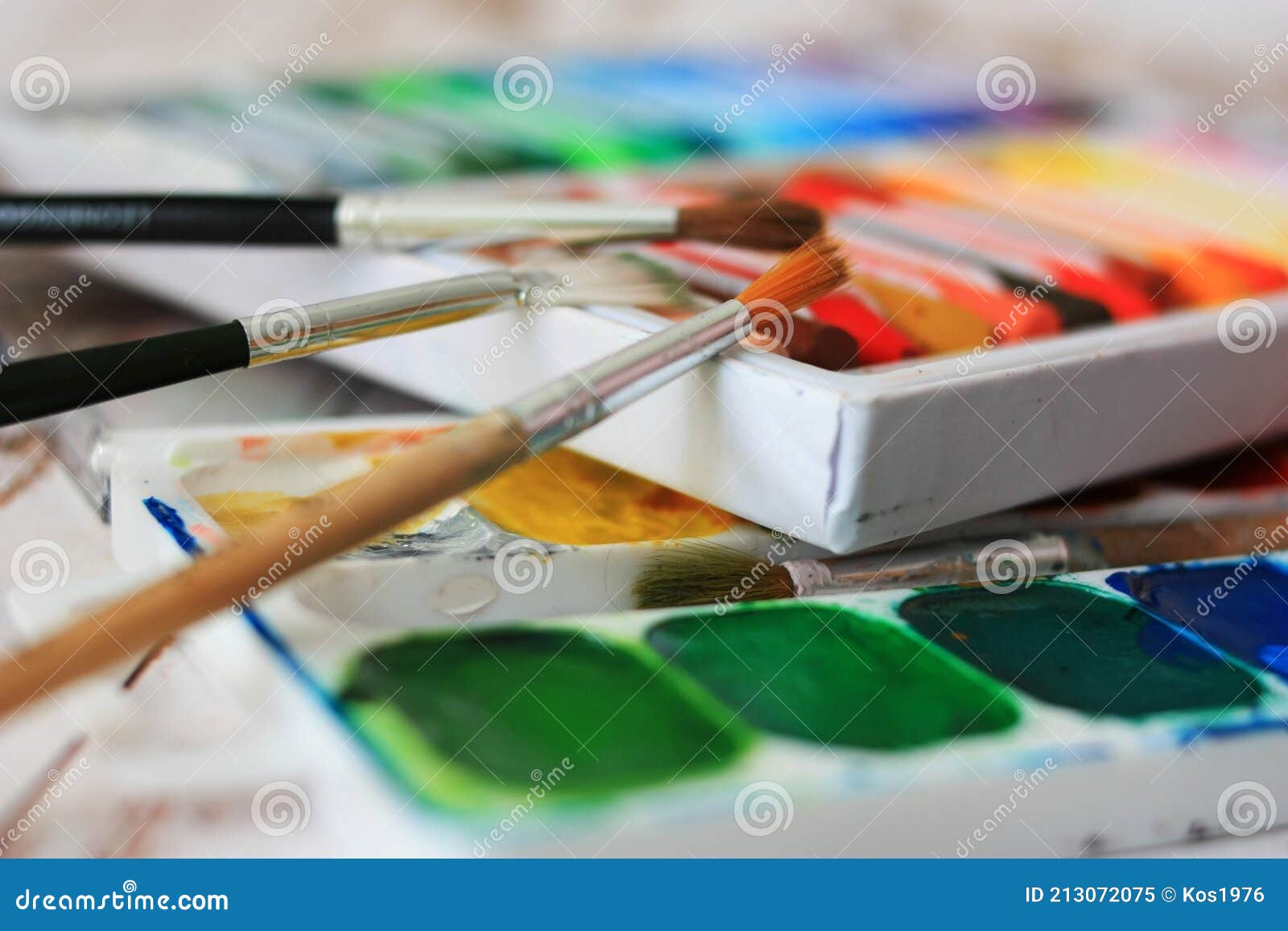 Brushes and Multi-colored Paints for the Artist Stock Image - Image of ...