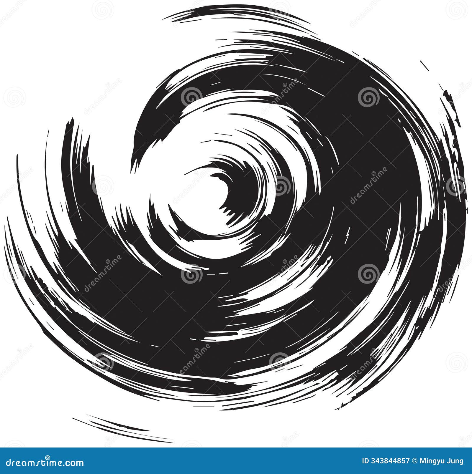 A Round Ink Mark Drawn with a Brush Stock Illustration - Illustration ...