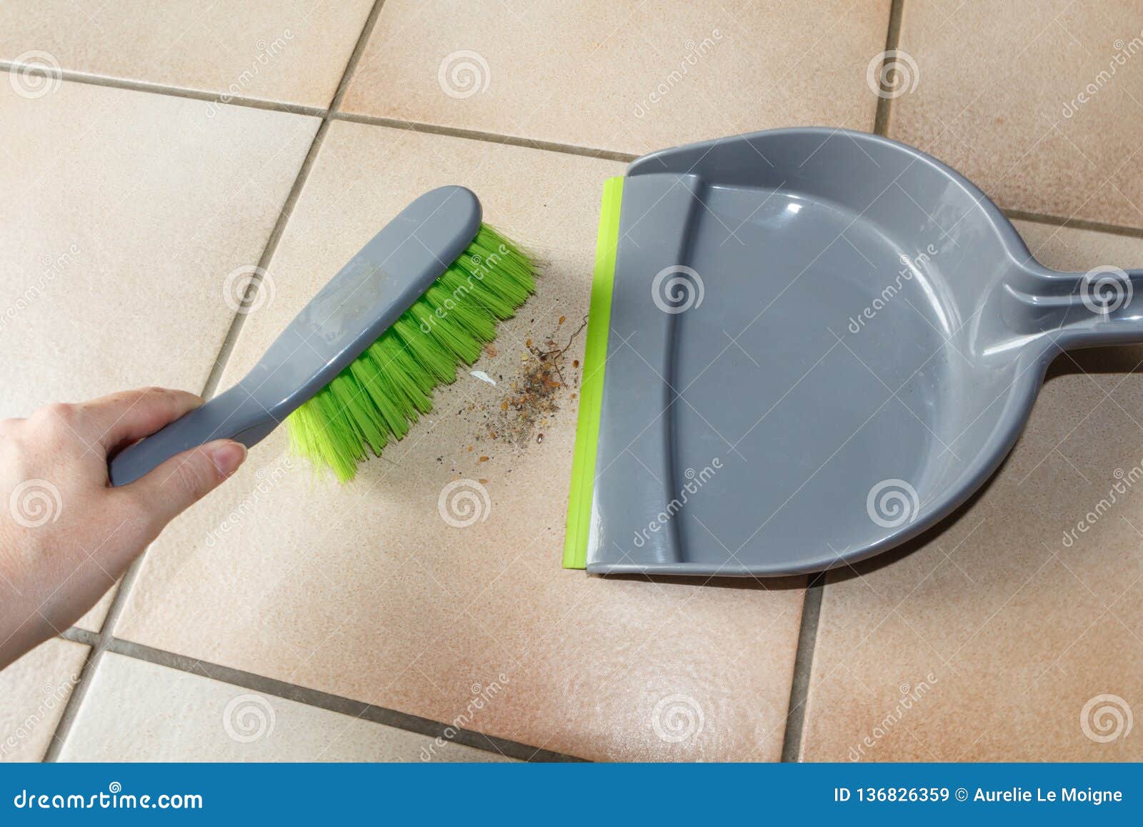Brush and Dustpan with Dust Stock Image - Image of tool, dirt: 136826359