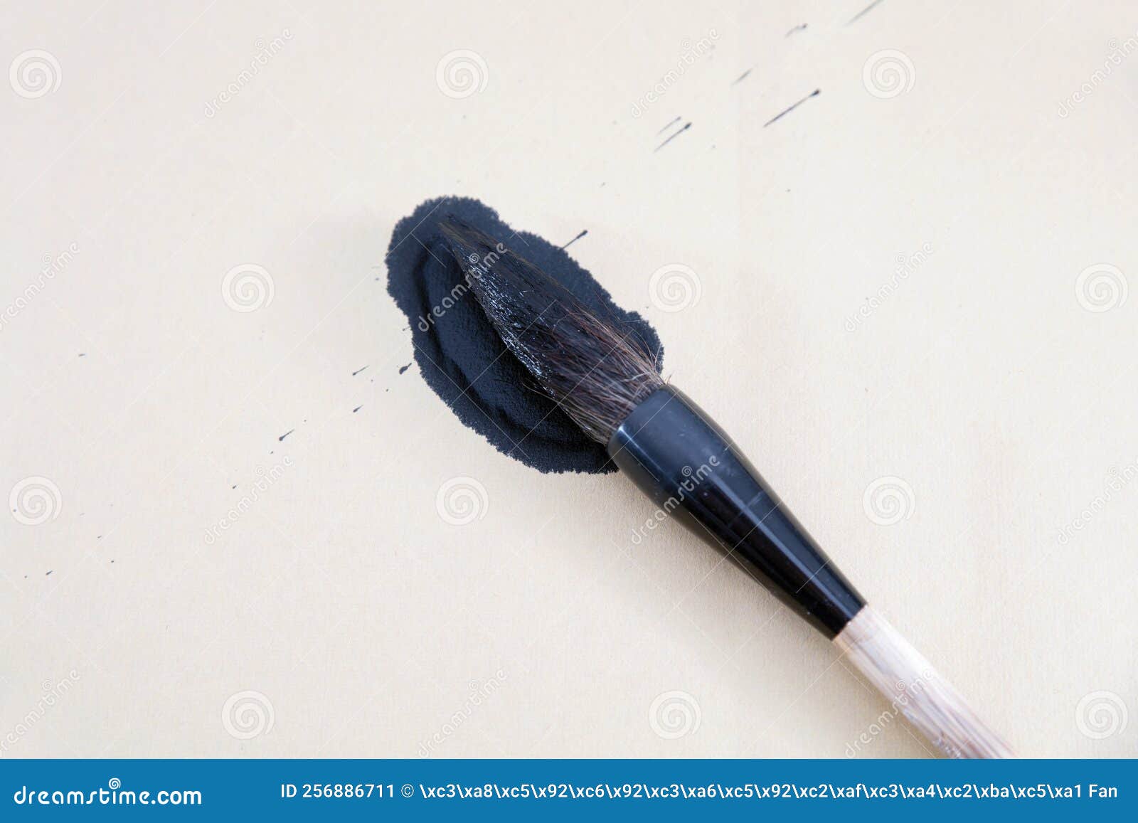 A Brush Full of Ink Falls on the Raw Rice Paper Stock Image - Image of ...