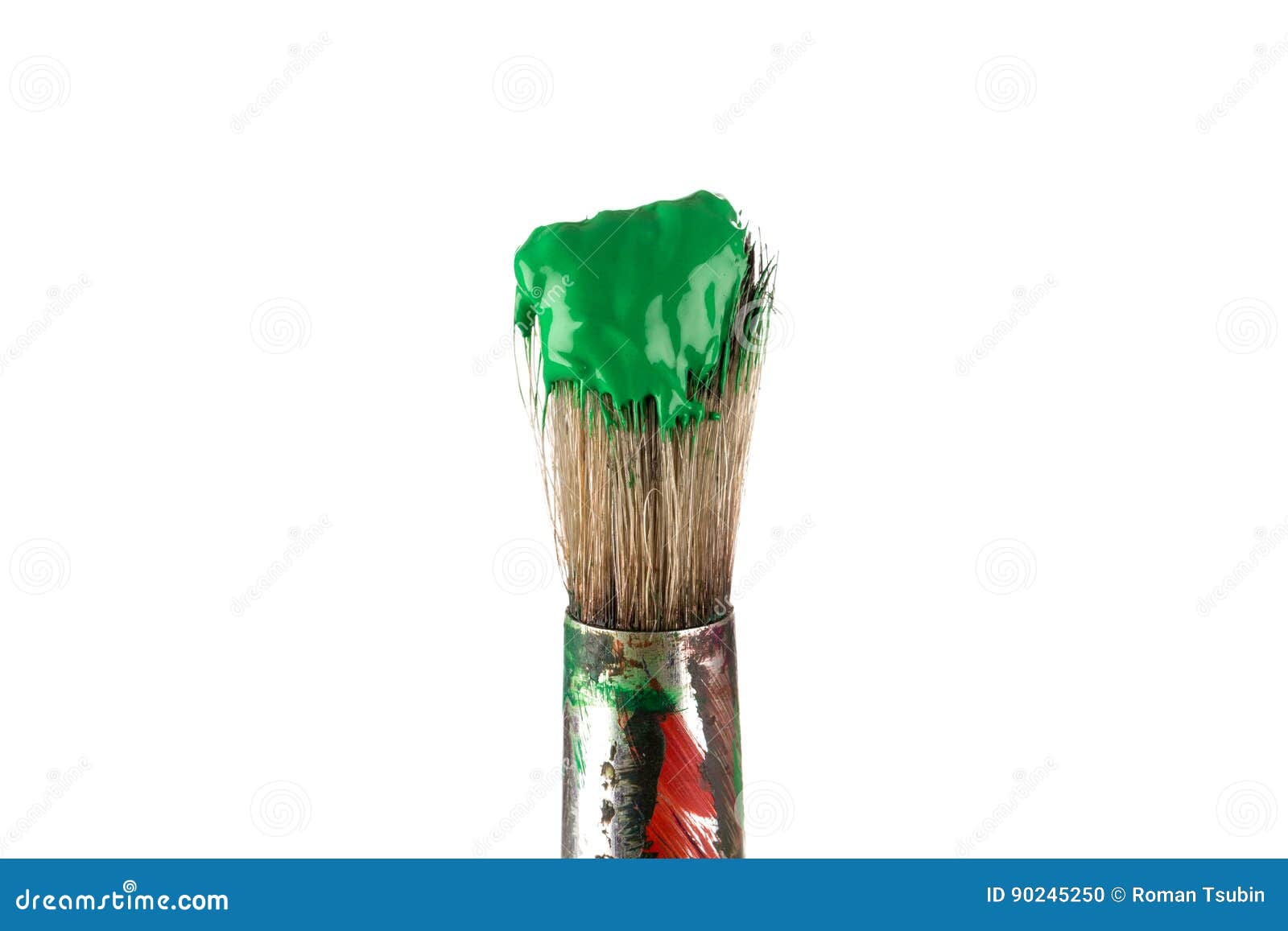 Brush with green paint stock photo. Image of home, object - 90245250