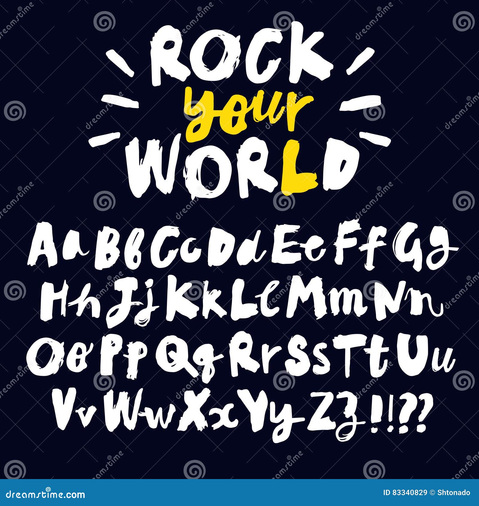 Brush Hand Drawn Expressive Font Stock Illustration - Illustration of ...