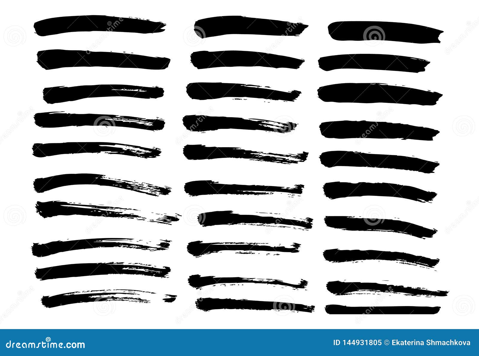 Brush Lines Set. Vector Illustration Stock Vector - Illustration of ...