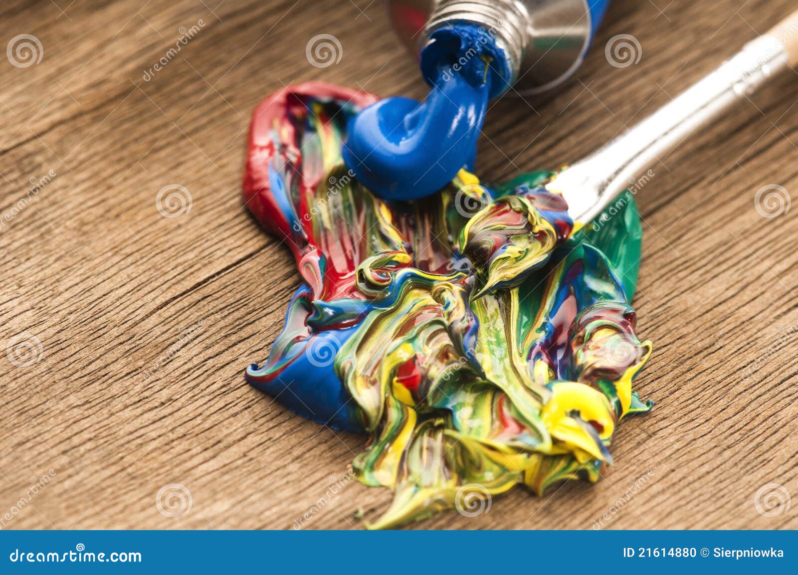 Brush mixing paint stock photo. Image of mixed, pigment - 21614880