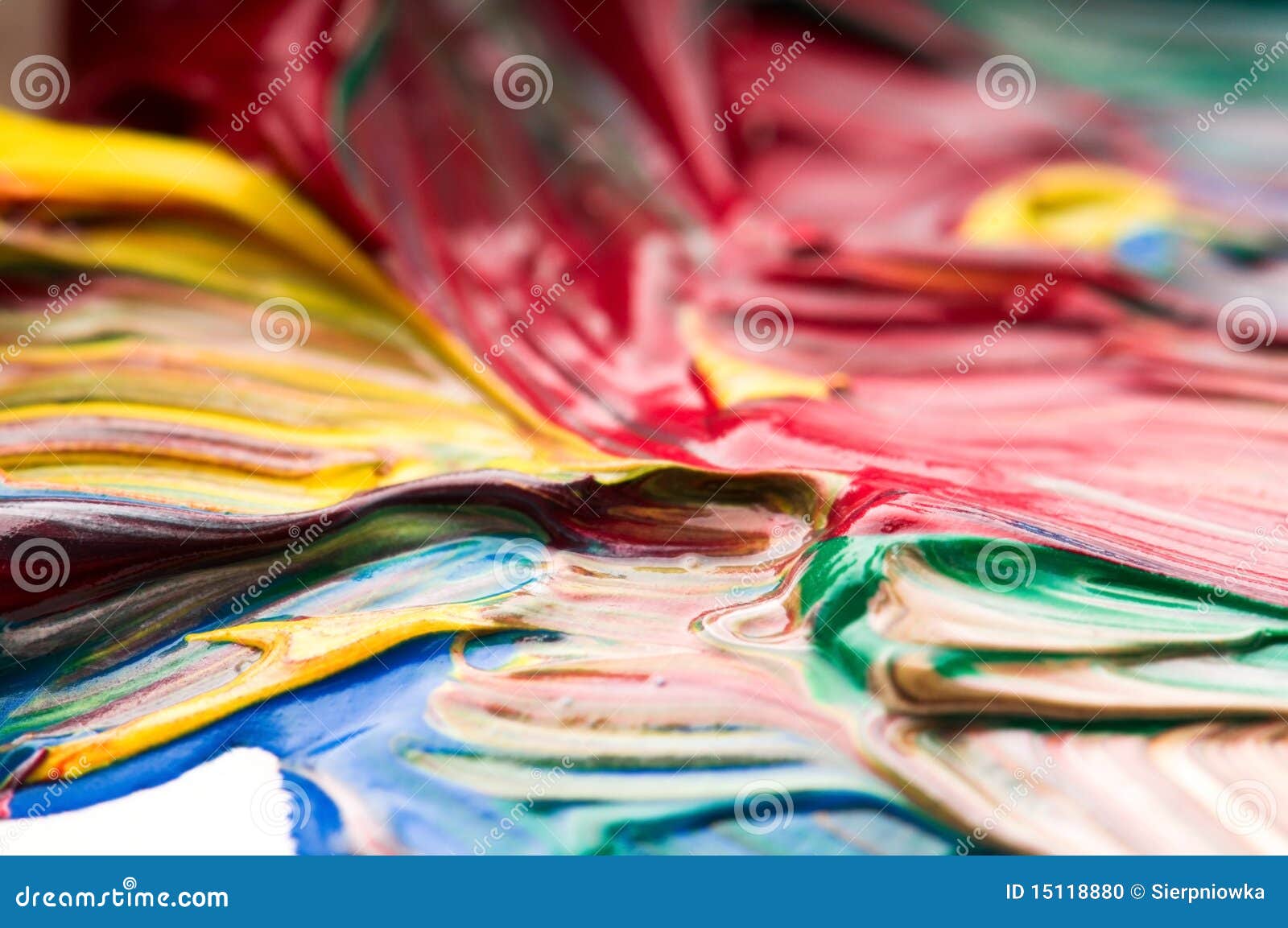 Brush Mixing Paint on Palette Stock Photo - Image of draw, colorful ...