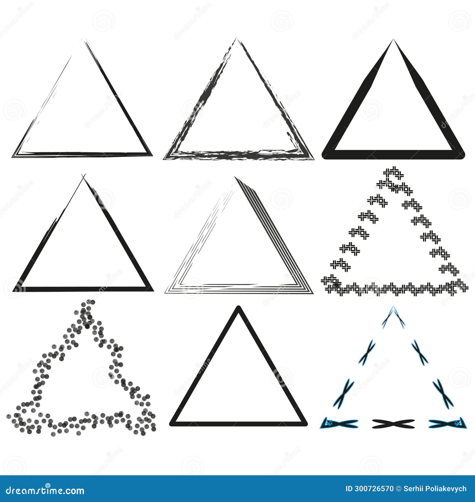 Brush Paint Ink Triangle Shaped Elements. Vector Illustration. EPS 10 ...