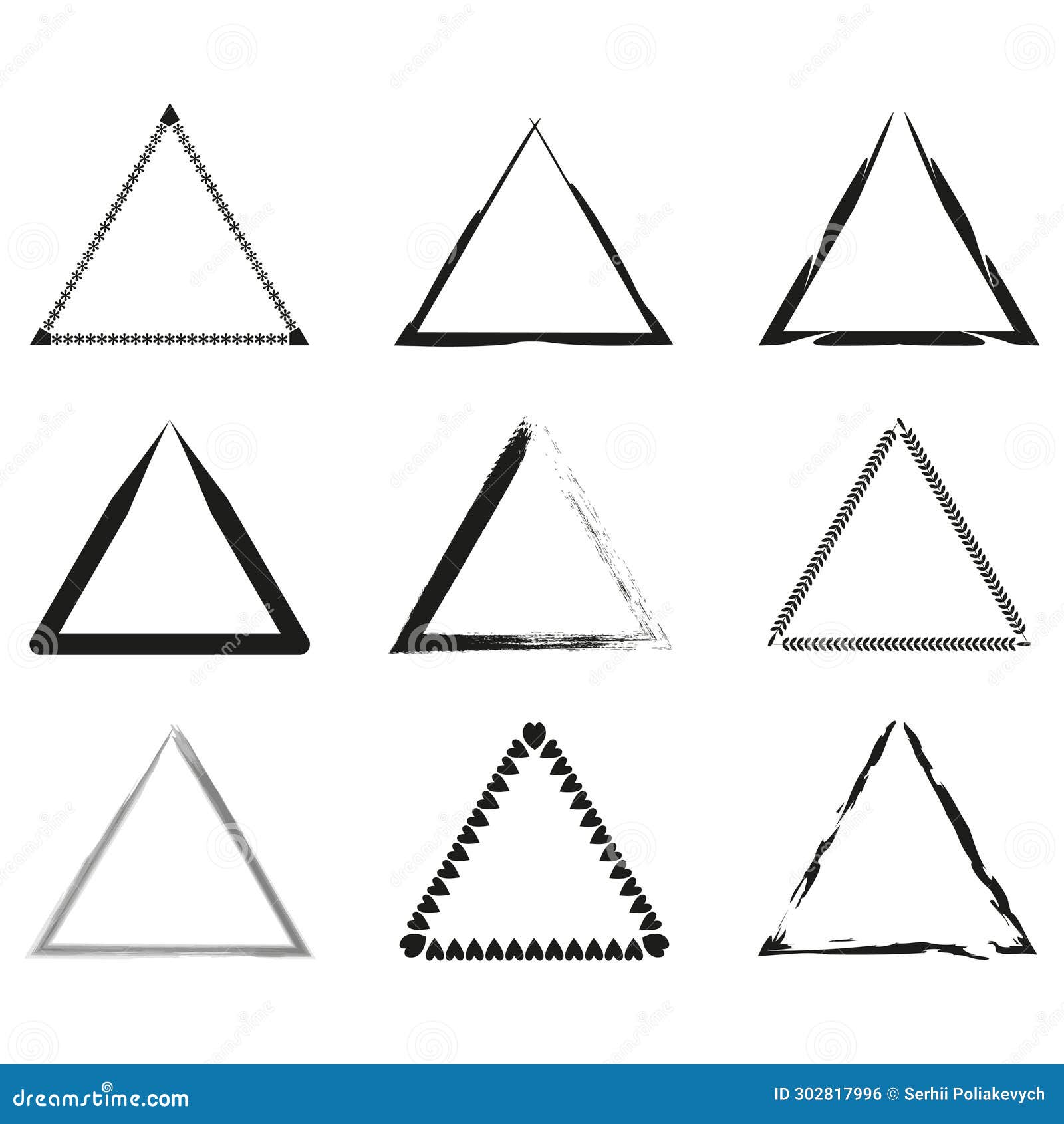 Brush Paint Ink Triangle Shaped Elements. Vector Illustration. EPS 10 ...