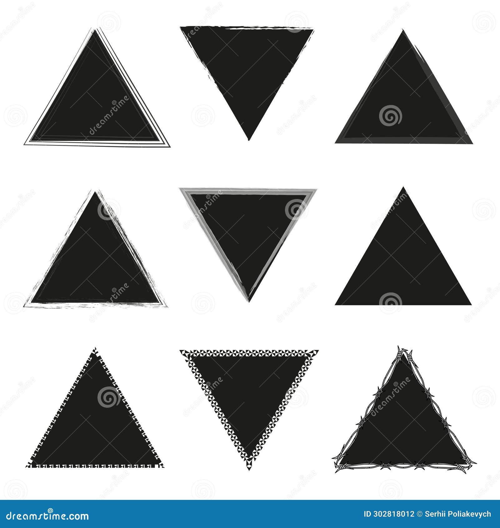 Brush Paint Ink Triangle Shaped Elements. Vector Illustration. EPS 10 ...