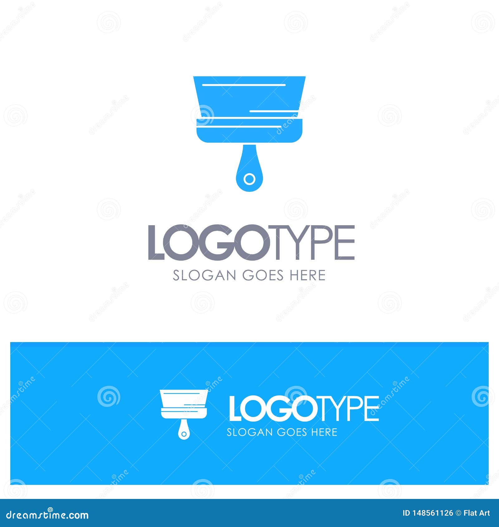 Brush, Paint, Paintbrush, Tool Blue Solid Logo with Place for Tagline ...