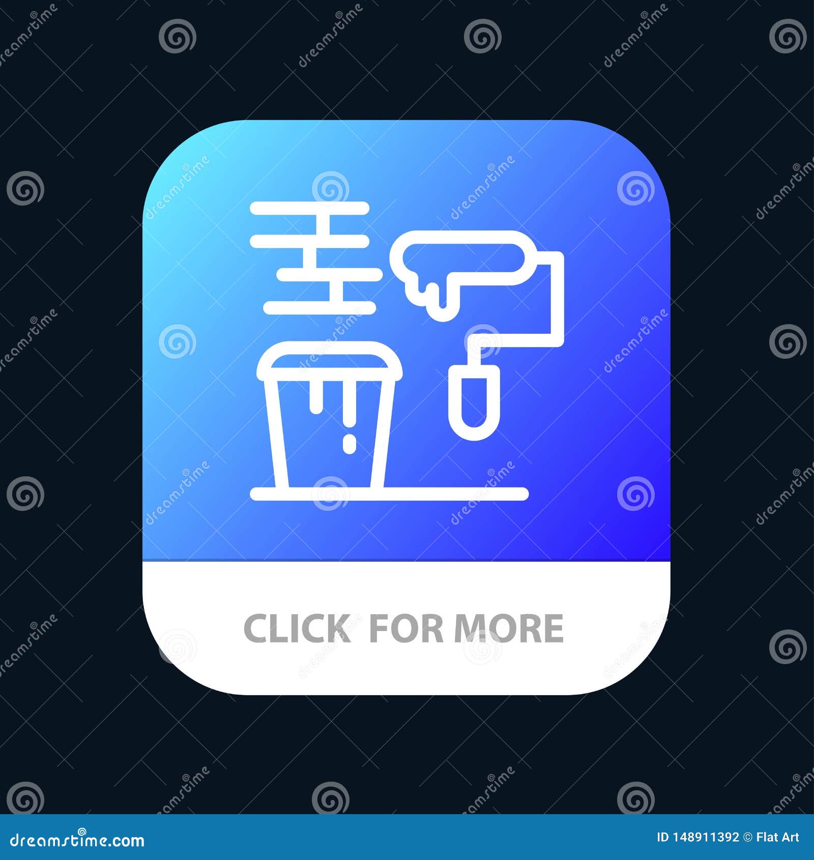 Brush, Paint, Painting, Roller, Tools Mobile App Button. Android and ...