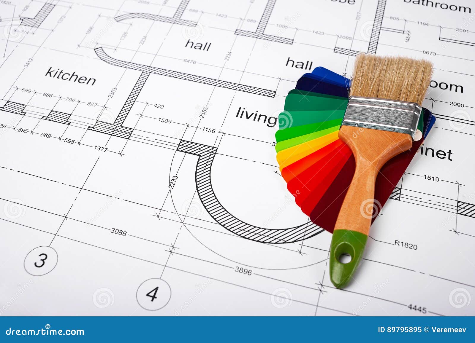 Brush and paint samples stock image. Image of list, house - 89795895